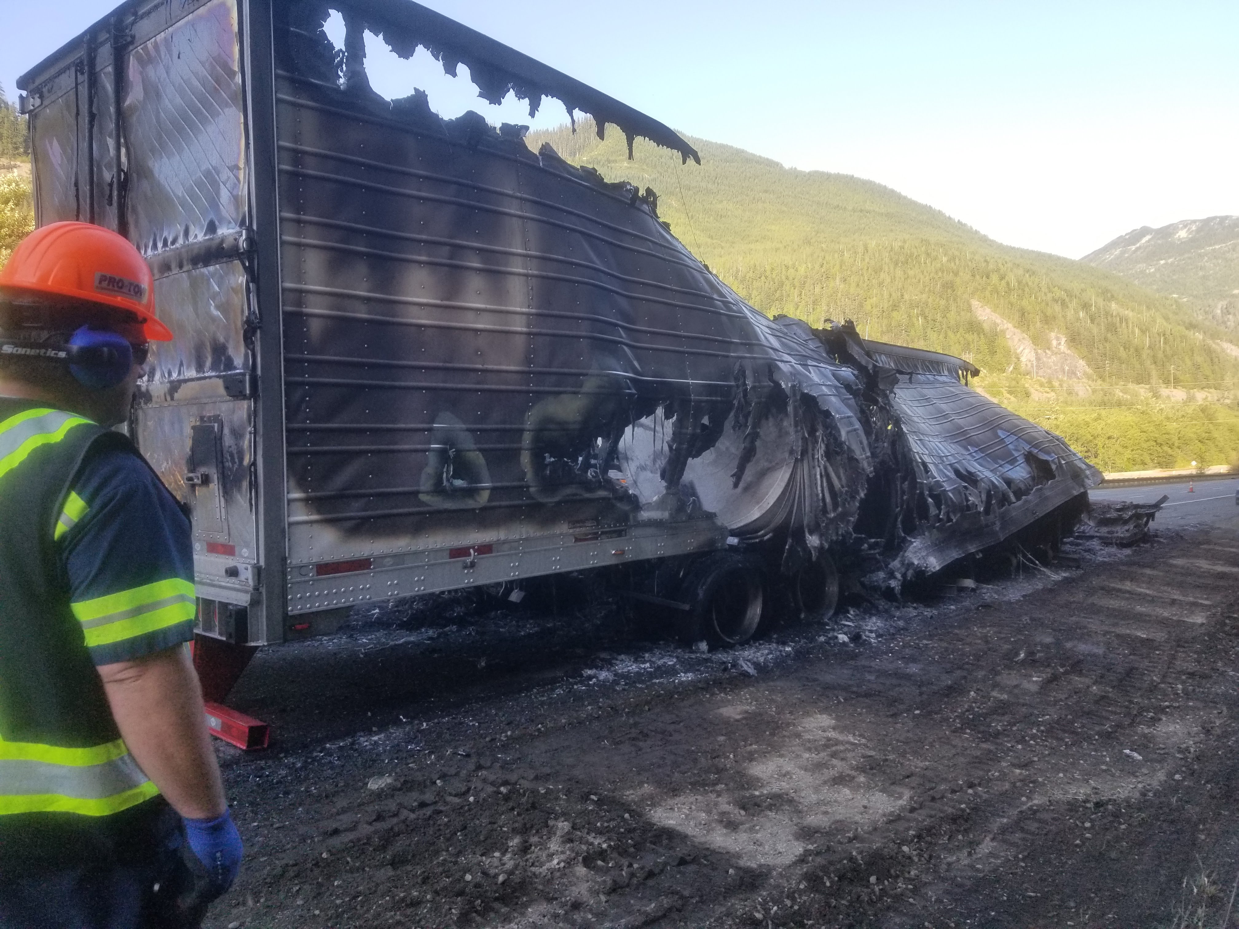 Burned Semi Trailer on I-90