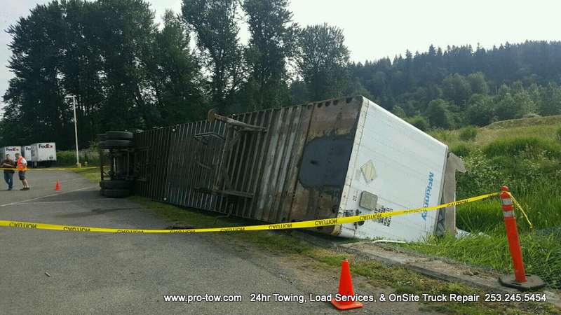 Tripped & Tipped Semi Truck in Sumner, WA