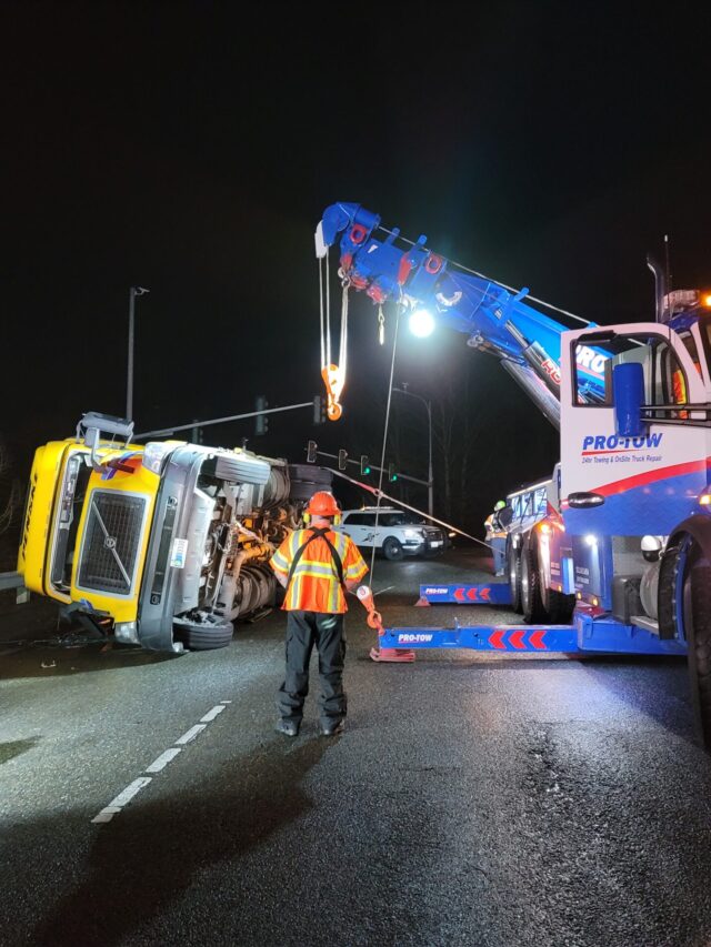 Flipped Semi and Trailer Get a Lift | Pro-Tow 24 Hr Towing